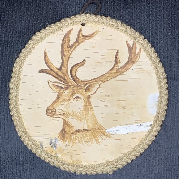 Handmade | Wall Decor | Handmade Birch Bark Pyrography Reindeer ...